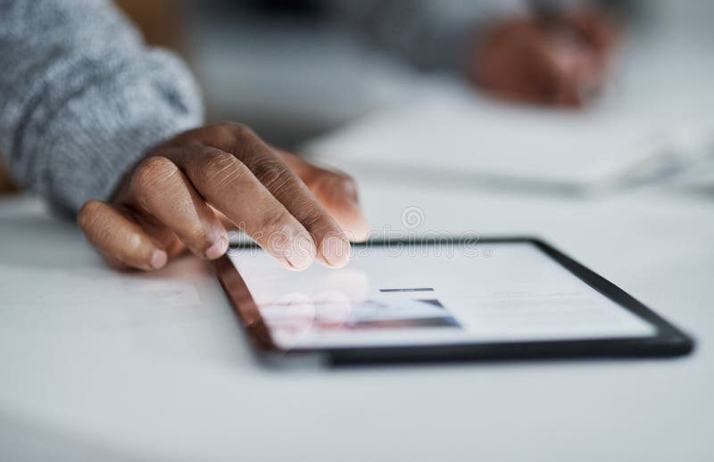 Hands, Scroll and Tablet Screen for Communication for Information, Ux ...