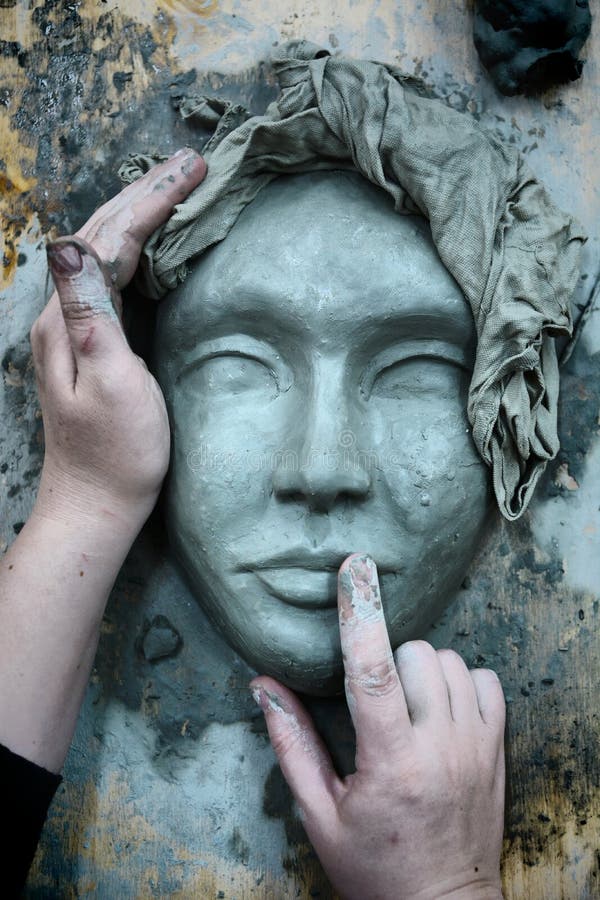 The hands of the sculptor stock image. Image of props - 134435825