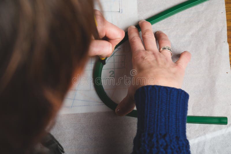 Hands of Seamstress Drawing Templates Stock Photo - Image of tracing ...