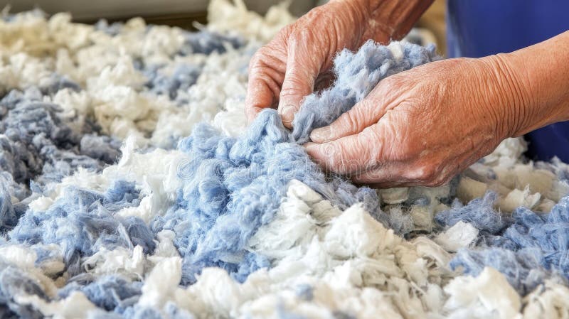 Hands are Seen Up Close, Meticulously Shaping a Textured Material ...