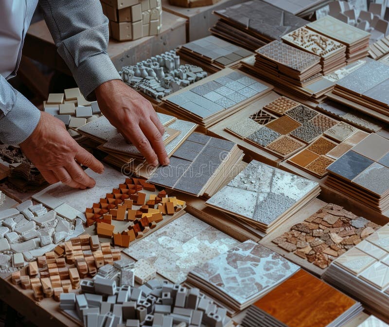 Hands are Selecting Different Flooring Options from an Extensive ...