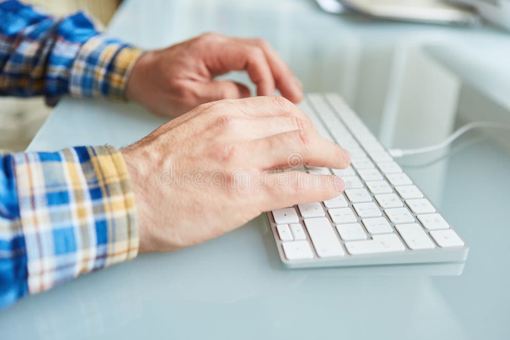Hands of a Senior while Typing on Keyboard Stock Image - Image of ...