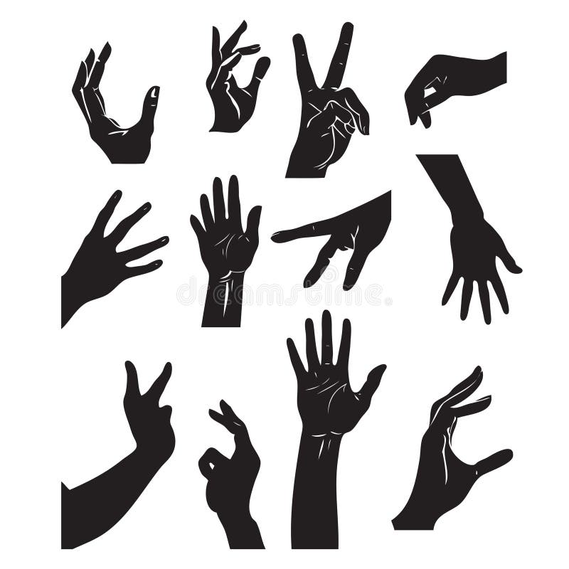 Hands set sign languages stock illustration. Illustration of vector ...