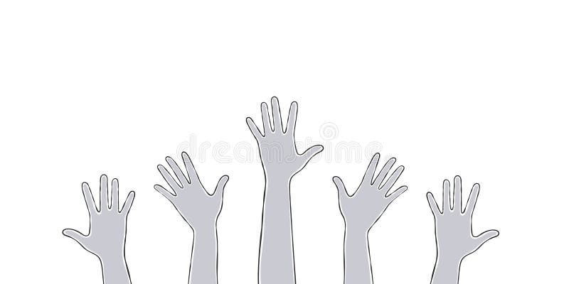 Hands. Set of Silhouettes Raised Up Different Hands Stock Vector ...
