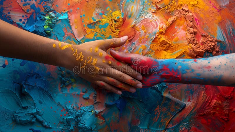 Hands Shake with Blend Colors, Symbolize Unity in Diversity, AI ...