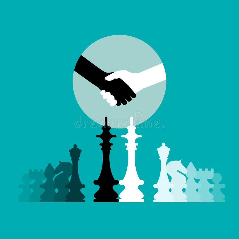 Hands Shake, Deal Symbol with Chess Pieces Stock Vector - Illustration ...