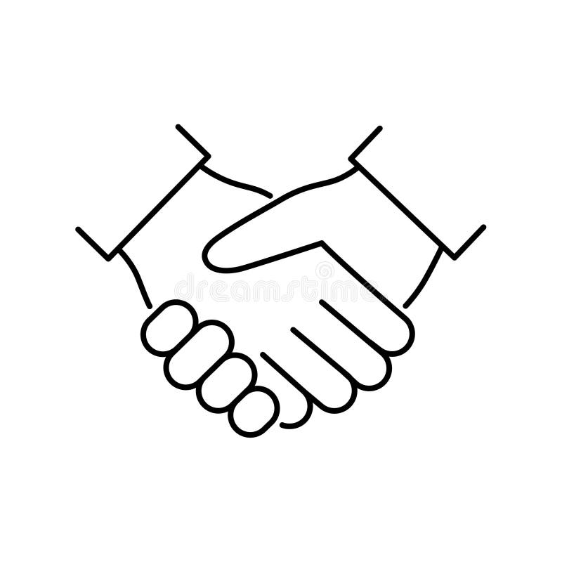 Hands Shake Outline Icon. Teamwork, Partnership Success Concept Stock ...