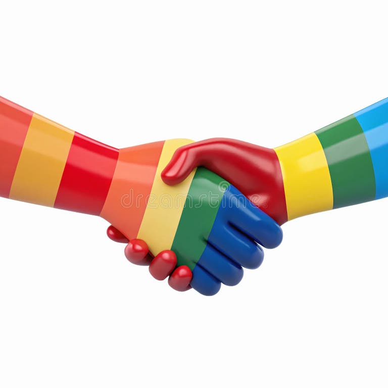 Hands Shaking with Rainbow Stripes Symbolizing Unity Diversity and ...