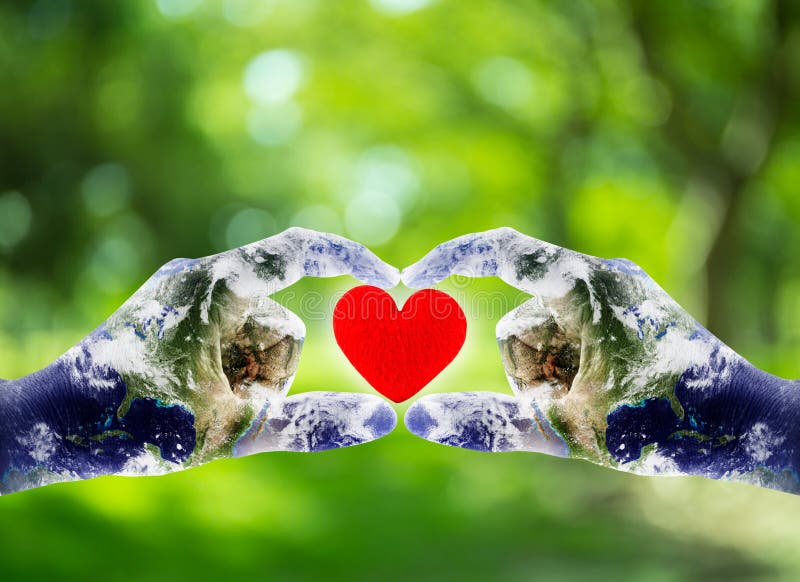 Hands Shaped Heart with World Map Stock Photo - Image of ecologist ...