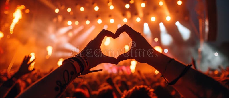 Hands Shaped Like a Heart at Concert, Expressing Love and Joy Stock ...