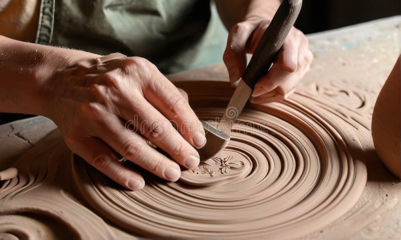 Hands Shaping Clay Detailed Pottery Creation Process Stock Illustration ...