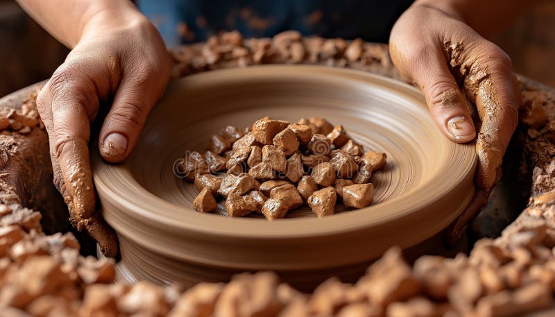 Hands Shaping Clay on Pottery Wheel Stock Image - Image of clay ...