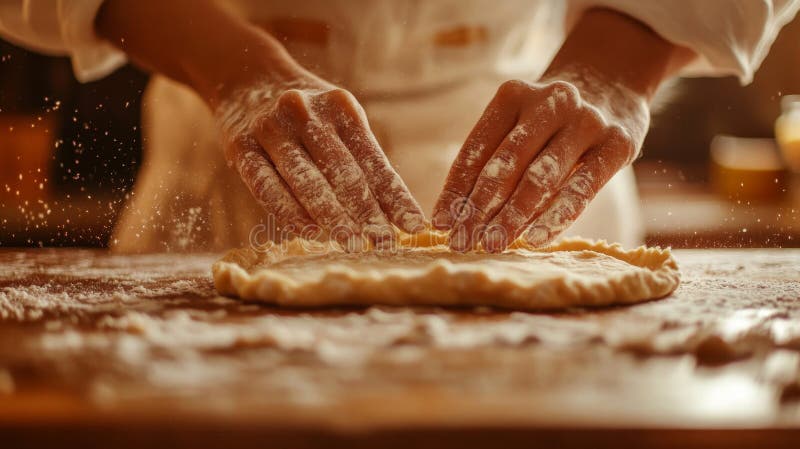 Hands Shaping Dough with Flour Dusting Stock Illustration ...