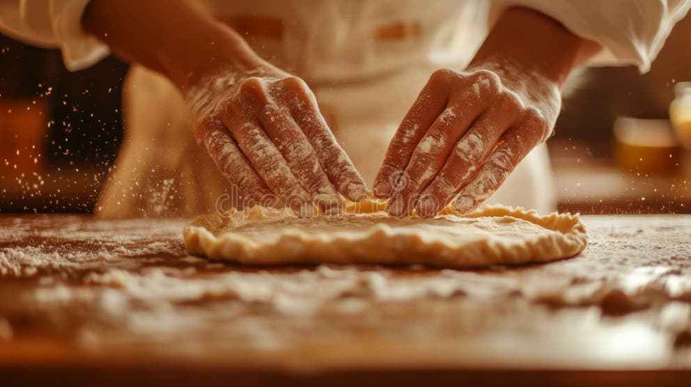 Hands Shaping Dough with Flour Dusting Stock Illustration ...