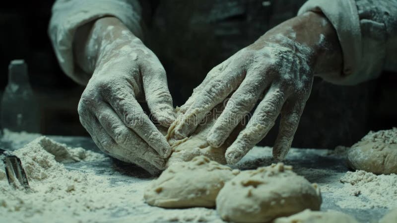 Hands Shaping Dough Floury Surface Baking Process Stock Illustration ...