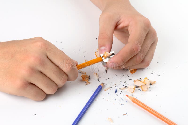 Hands while Sharpening Crayons Stock Photo - Image of variety, crayon ...