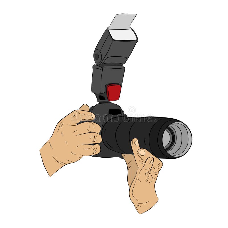 Hands Shooting on Camera Vector Drawing Illustration Stock Illustration ...