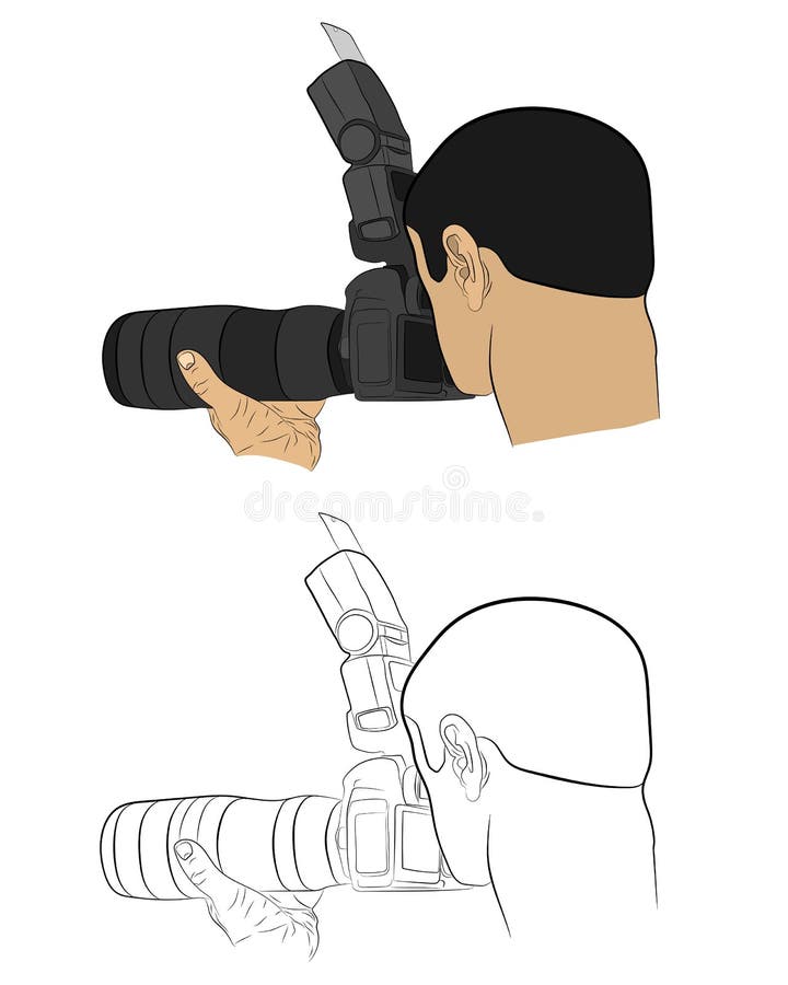 Hands Shooting on Camera Vector Drawing Illustration Stock Illustration ...