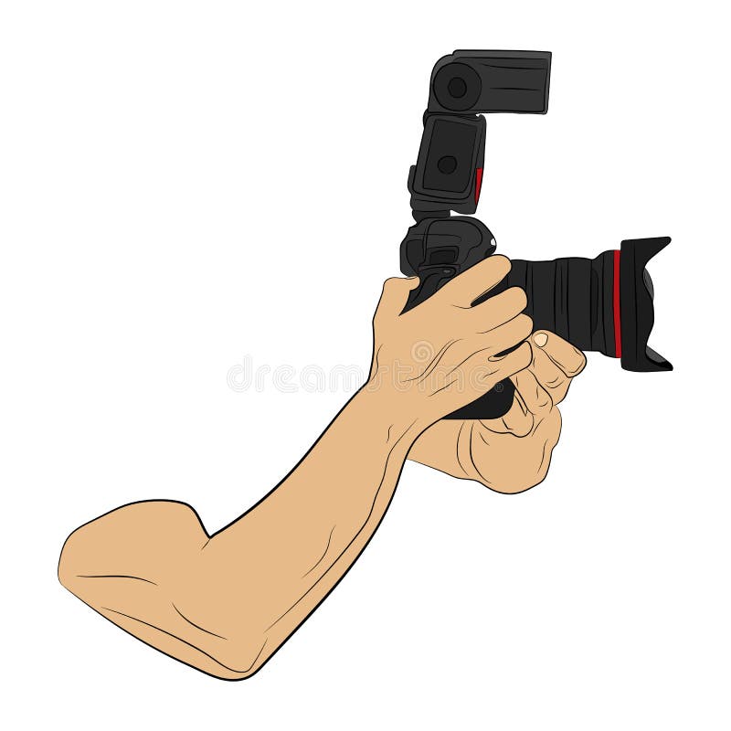 Hands Shooting on Camera Vector Drawing Illustration Stock Illustration ...