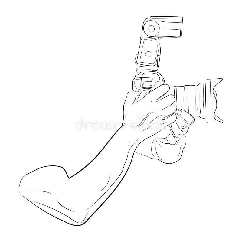 Hands Shooting on Camera Vector Drawing Illustration Stock Illustration ...