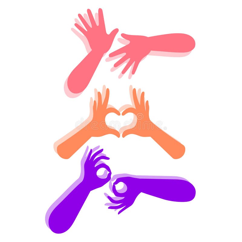 Hands Show Different Gestures. International Day of Sign Languages ...