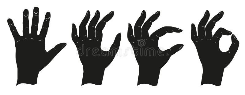 Hands Show the Sign Everything is Fine. Hands Filled with Black Paint ...