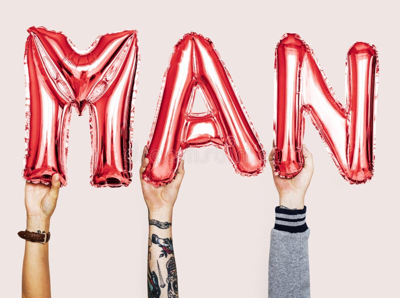 Hands Showing Balloons Word Man Stock Image - Image of holding, words ...