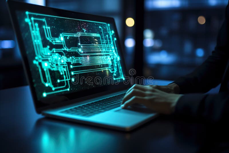 Hands Showing Coding Programmer A Software Engineer Working On A Laptop With Javascript Stock