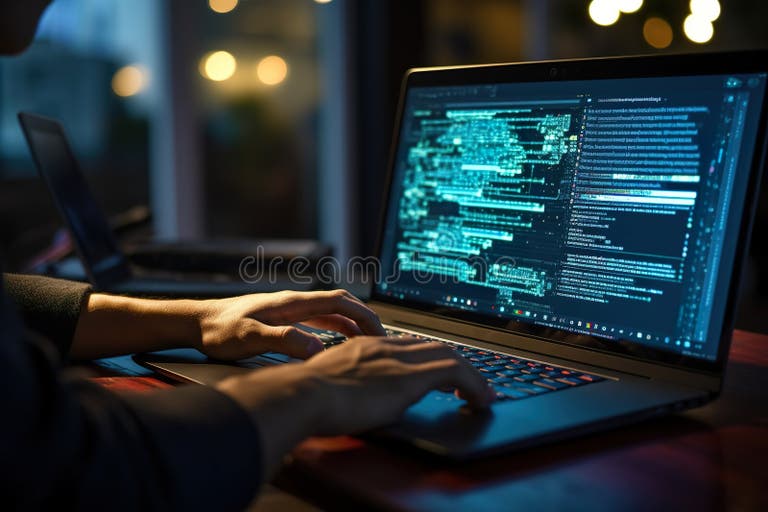 Hands-showing Coding Programmer, a Software Engineer Working on a Laptop with Javascript Stock ...