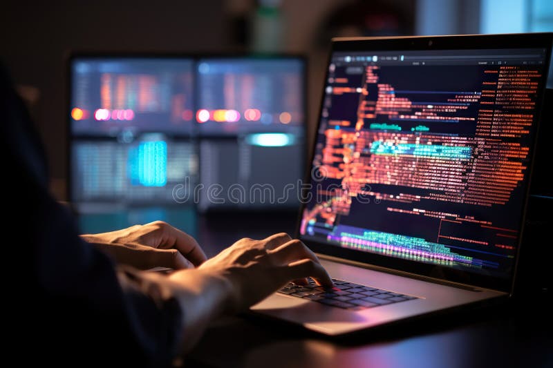 Hands-showing Coding Programmer, a Software Engineer Working on a Laptop with Javascript Stock ...