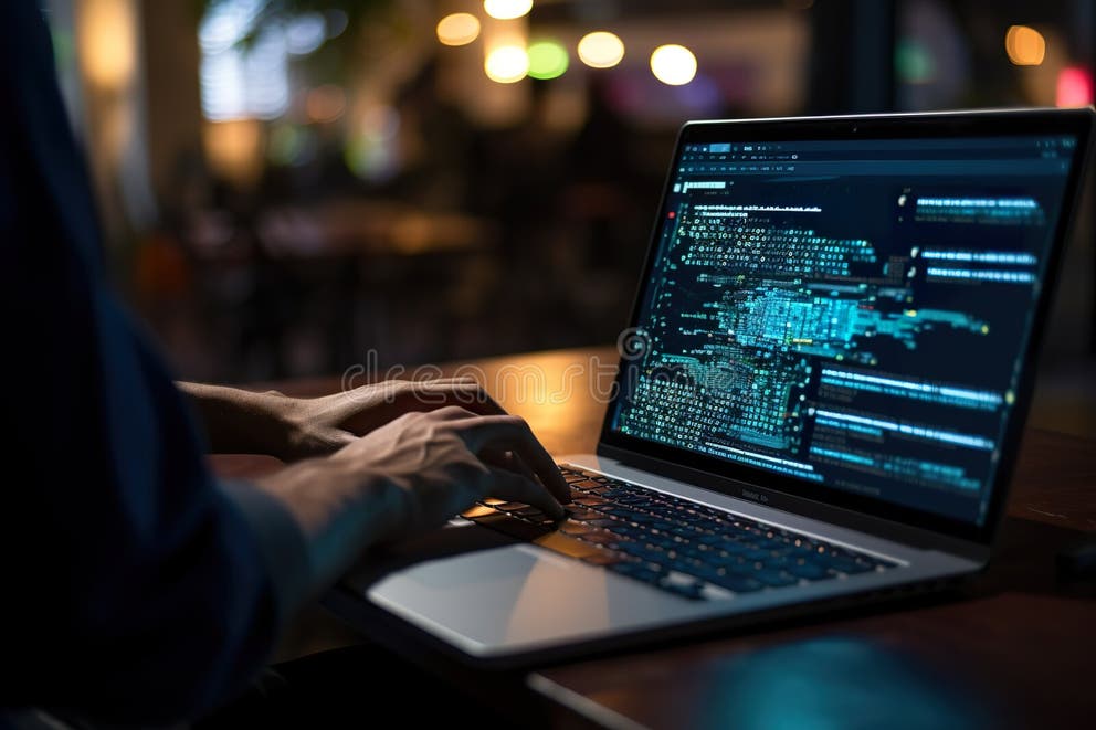 Hands-showing Coding Programmer, a Software Engineer Working on a Laptop with Javascript Stock ...