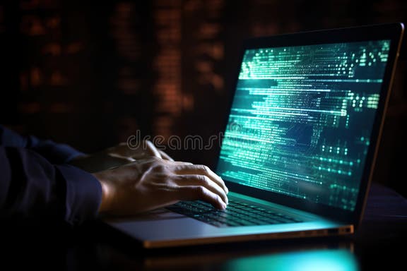 Hands-showing Coding Programmer, a Software Engineer Working on a Laptop with Javascript Stock ...