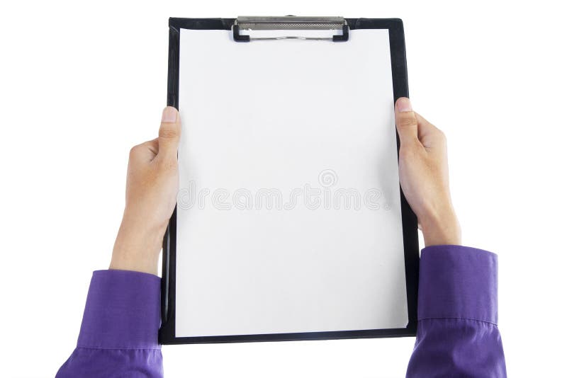 Hands Showing Copyspace at Clipboard Stock Photo - Image of notepad ...