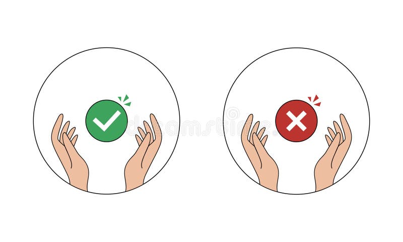 Hands Showing Correct and Incorrect Symbols in the Shape of a Circle ...