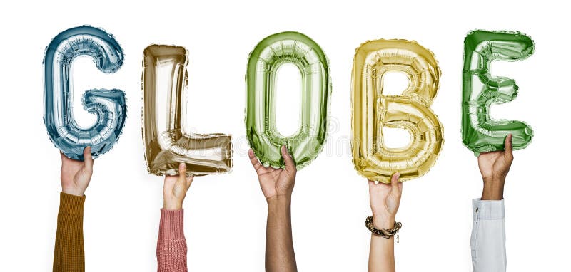 Hands Showing World Balloons Word Stock Illustration - Illustration of ...