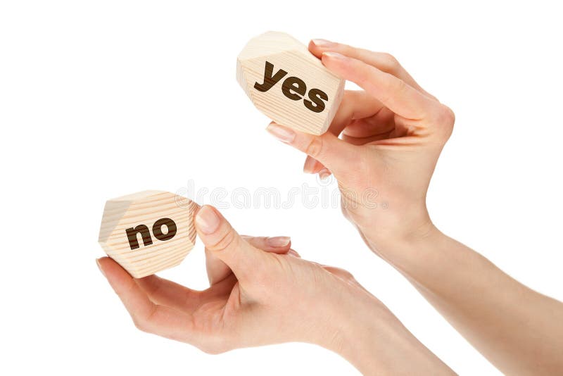 Hands Showing Two Blocks YES and NO Stock Photo - Image of playing ...
