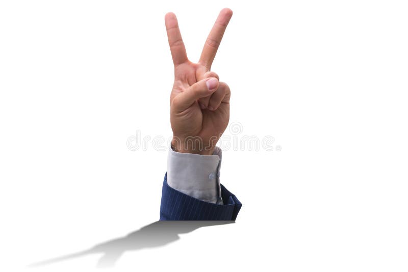 The Hands Showing Victory Sign in Business Concept Stock Photo - Image ...