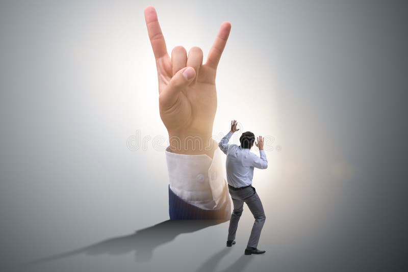 The Hands Showing Victory Sign in Business Concept Stock Photo - Image ...