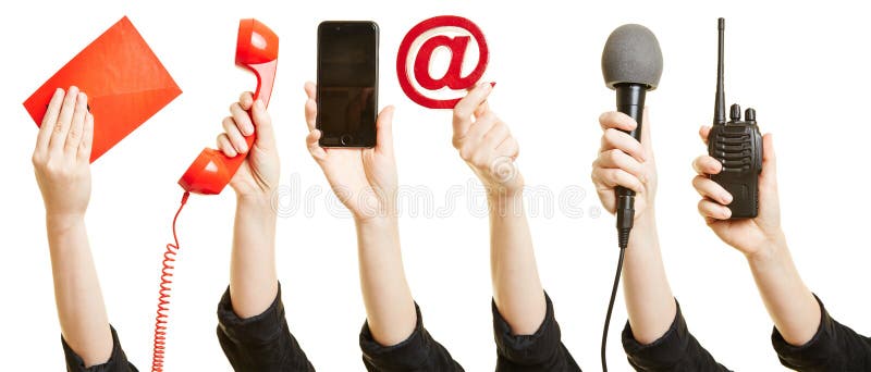 Hands Showing Ways of Communication Stock Image - Image of letter, cell ...