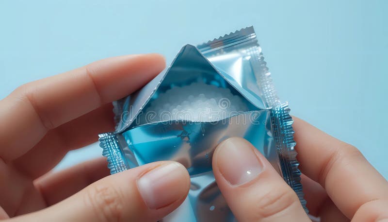 Desiccant Packet with Hands Holding Open Stock Illustration ...