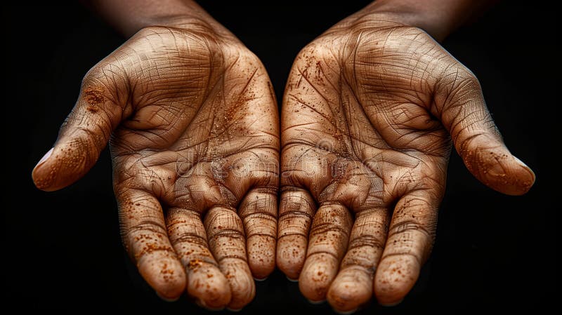 Close-Up of Human Hands with Intricate Lines and Textures Against a ...