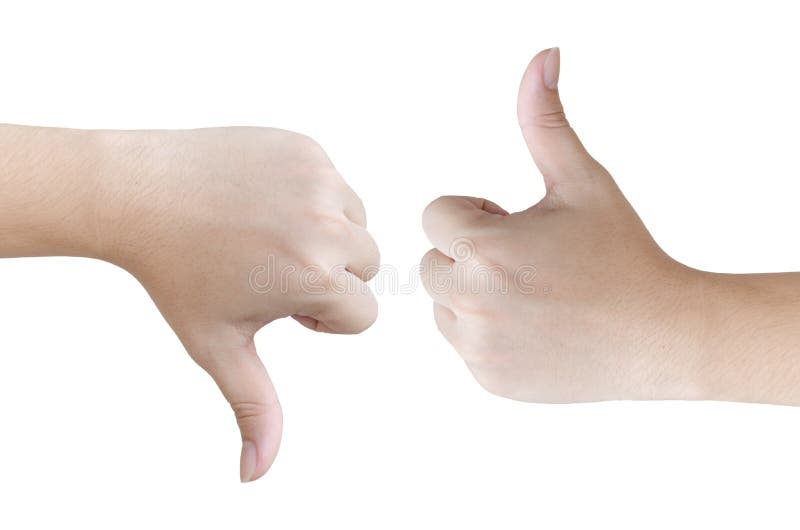 Hands Shows Like and Dislike, on White Background Stock Photo - Image ...