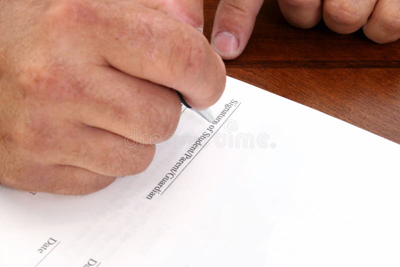 Hands Signing School Related Contract Stock Photo - Image of desk ...
