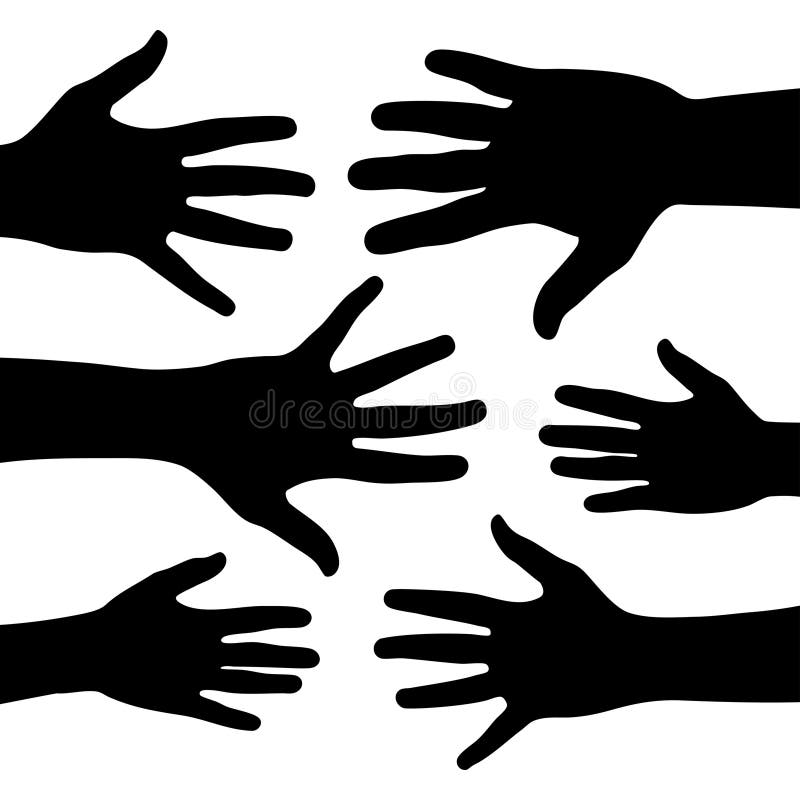Hands Silhouette Reaching Towards Each Other. Hand Silhouette Vector ...