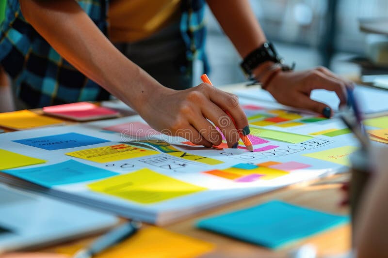 Hands Sketching Mind Maps and Jotting Down Concepts during ...