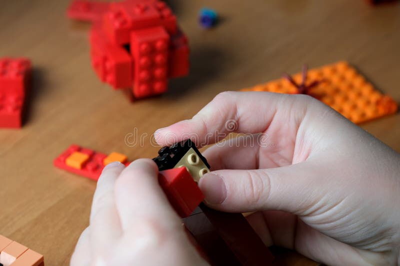 Hands Skillfully Assemble Vibrant Building Blocks Editorial Stock Image ...