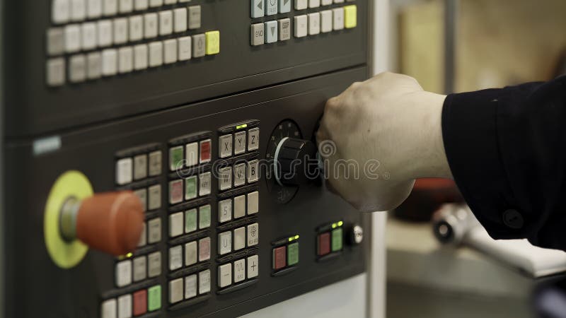 Hands Skillfully Operating an Industrial Control Panel on Various Types ...