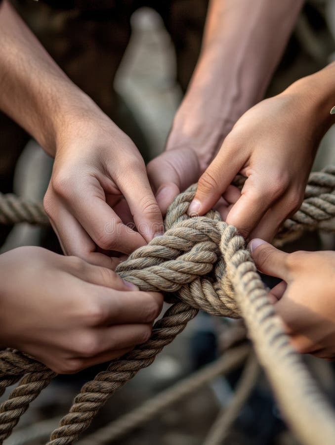 Hands Skillfully Tying Various Knots during a Training Session ...