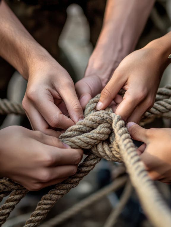 Hands Skillfully Tying Various Knots during a Training Session ...