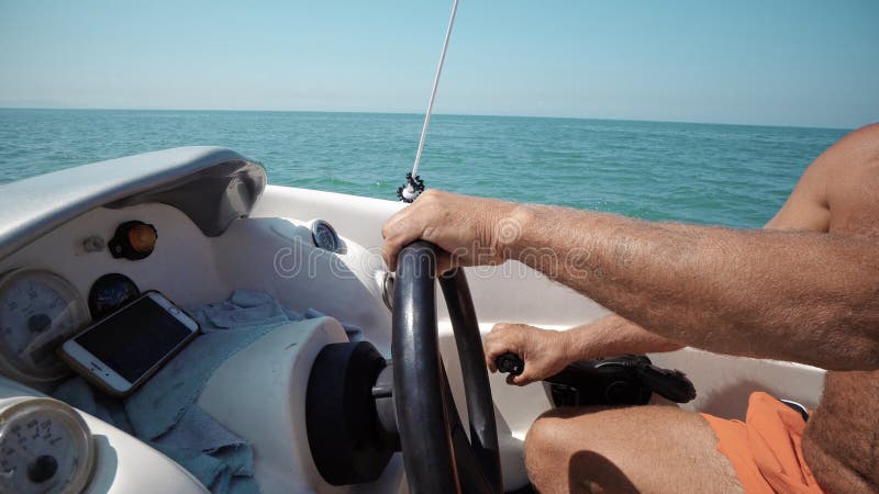 Hands of the Skipper at the Helm Control Stock Image - Image of leisure ...